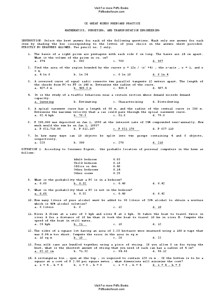 53 - MATH-PREBOARD-PRACTICE (3 Files Merged) PDF | PDF | Bending | Strength Of Materials