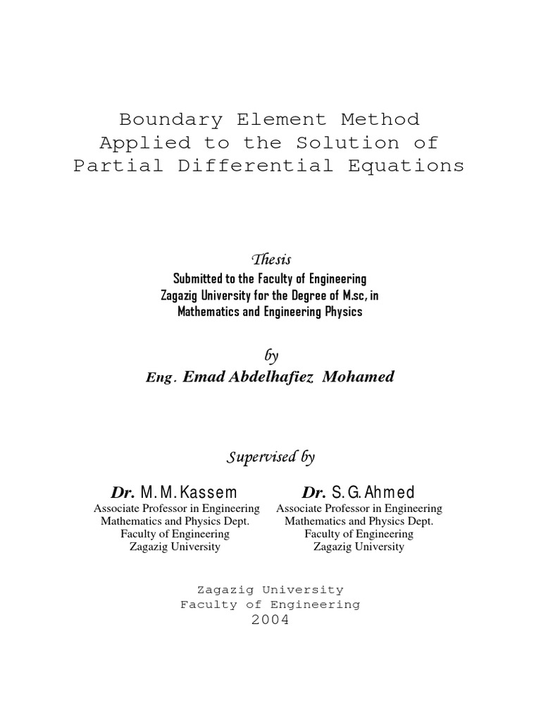 Boundary Element Method Applied To The Solution of Partial Differential Equations | PDF ...