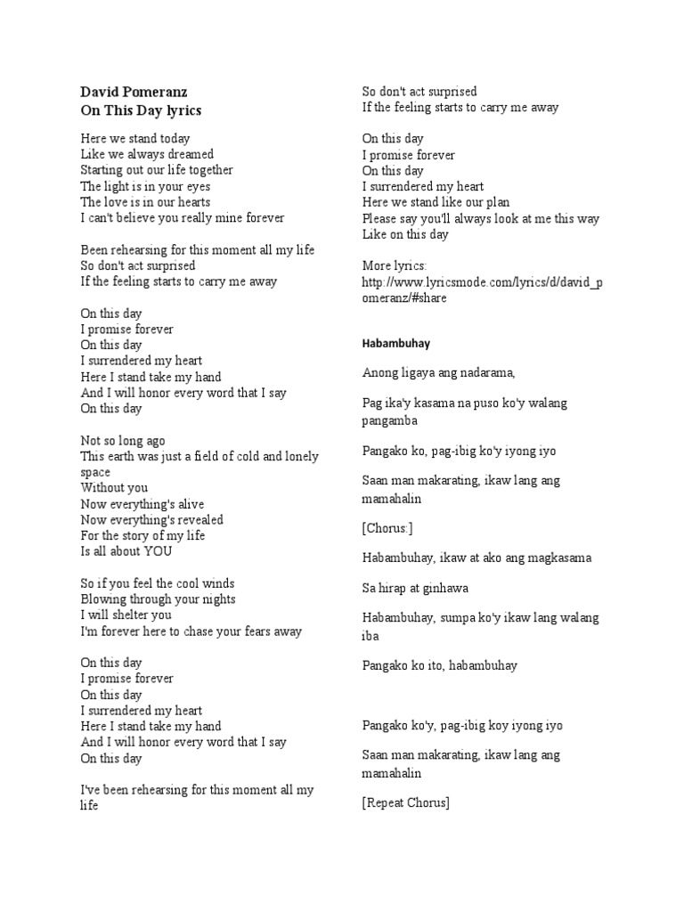 On This Day Song | PDF | Leisure