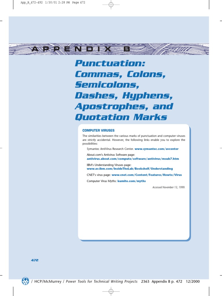 Punctuation: Commas, Colons, Semicolons, Dashes, Hyphens, Apostrophes ...