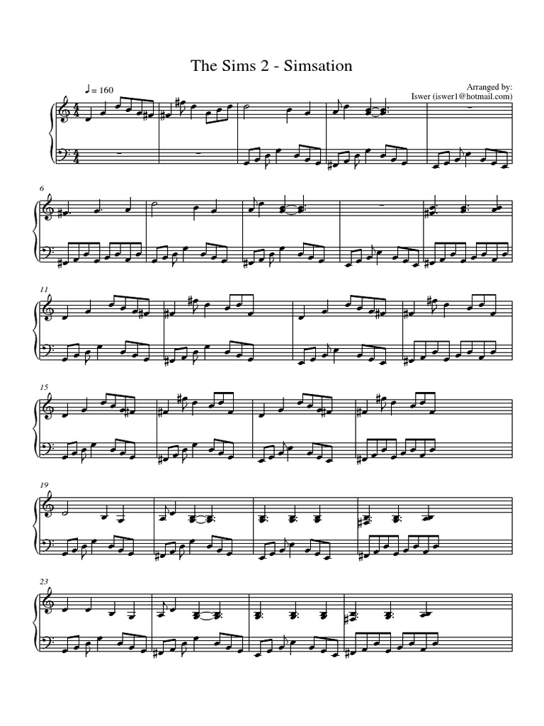 The Sims 2 - Simsation (Sheet Music) | PDF