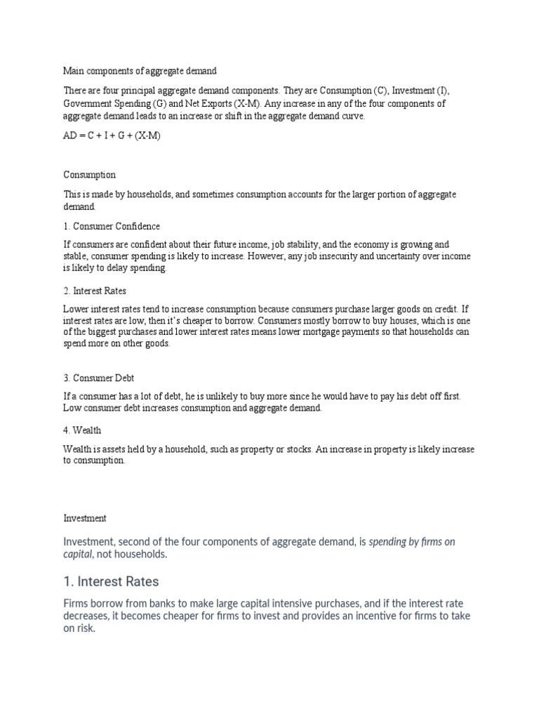 Main Components of Aggregate Demand | PDF