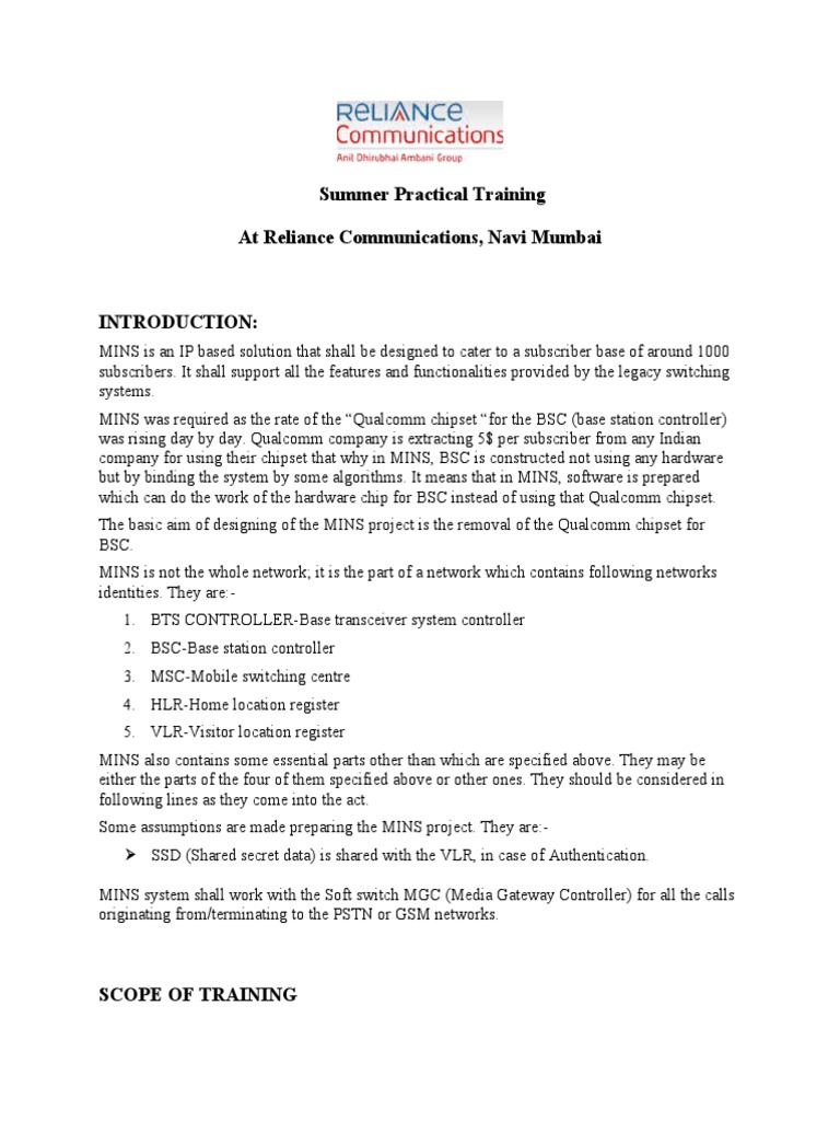 MINS Project Overview and Training Insights | PDF | Mobile ...