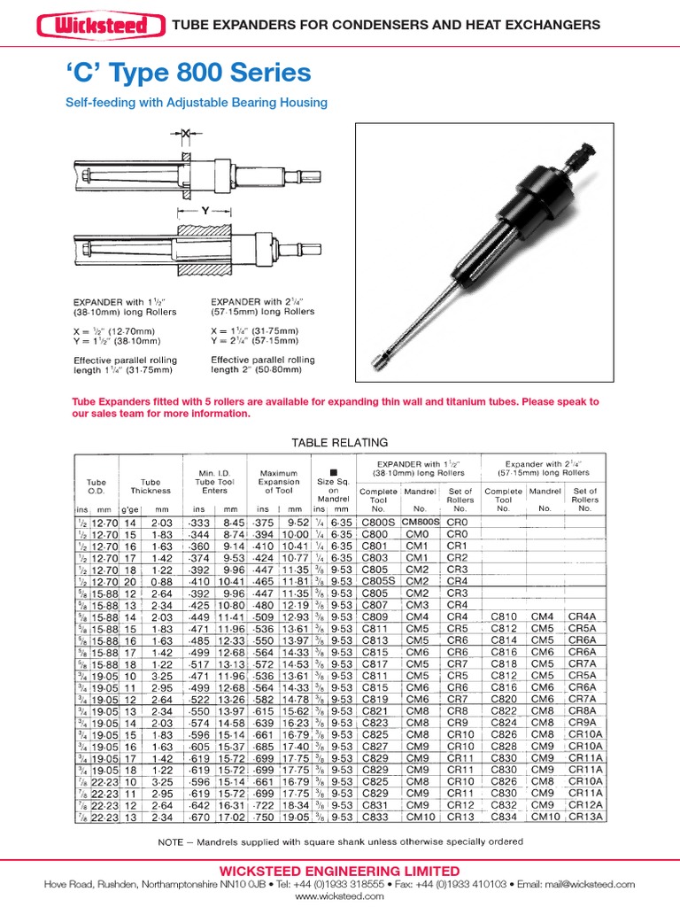 C' Type 800 Series: Tube Expanders For Condensers and Heat Exchangers | PDF