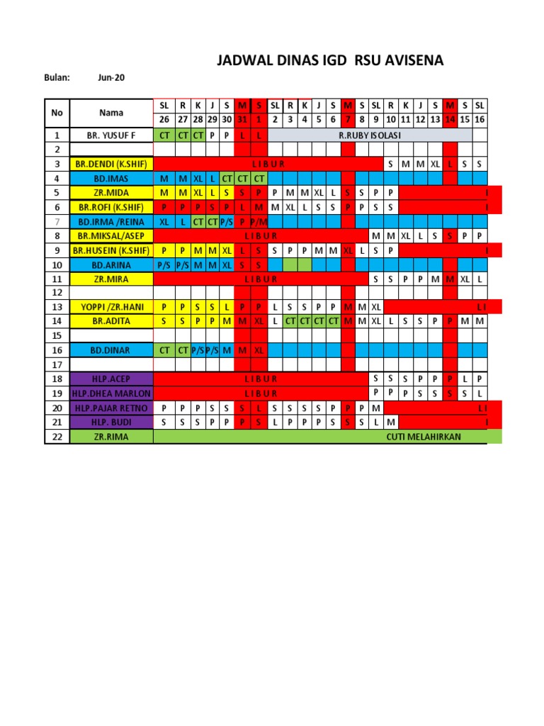 Jadwal Dinas Igd Rsu Avisena | PDF