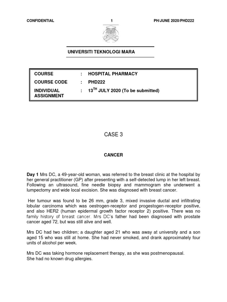 Case Study 3 Cancer | PDF | Breast Cancer | Chemotherapy