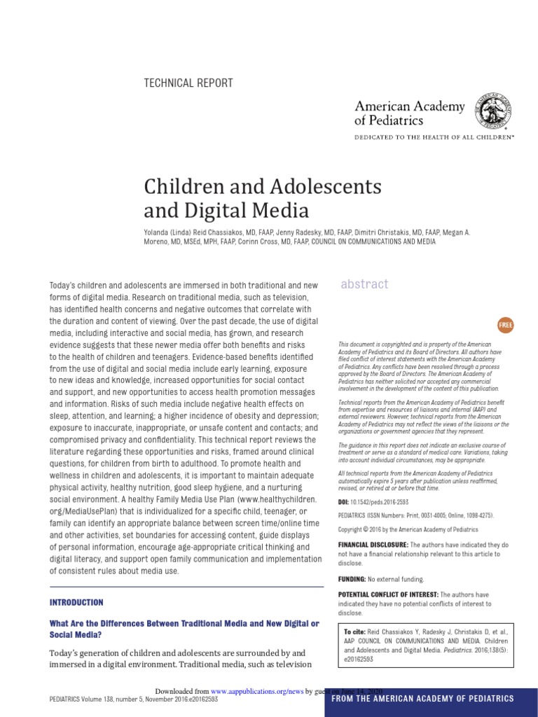 Children and Adolescents and Digital Media PDF | PDF | Social Media ...