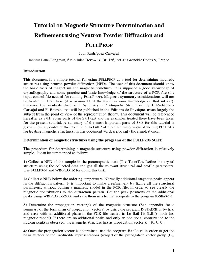 Tutorial On Magnetic Structure Determination and Refinement Using ...