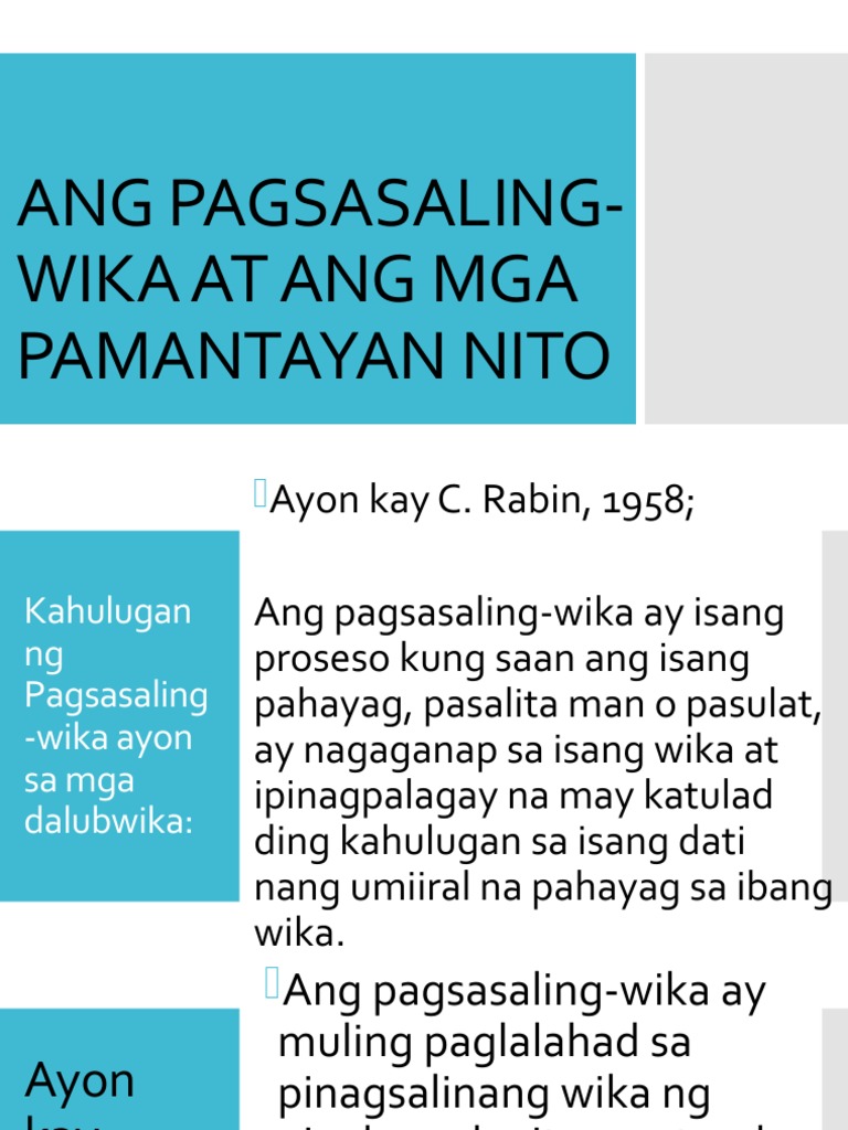 Ang Pagsasaling-Wika at Ang Mga Pamantayan Nito | PDF