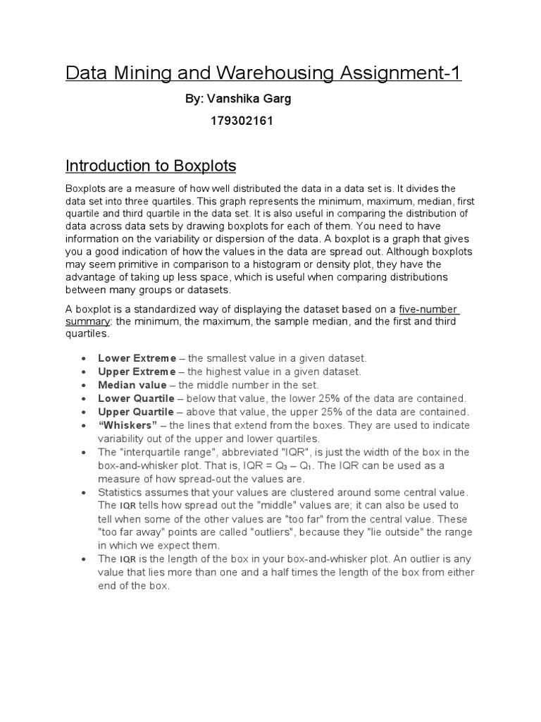 Data Mining and Warehousing Assignment-1: Introduction To Boxplots | PDF | Statistical Analysis ...