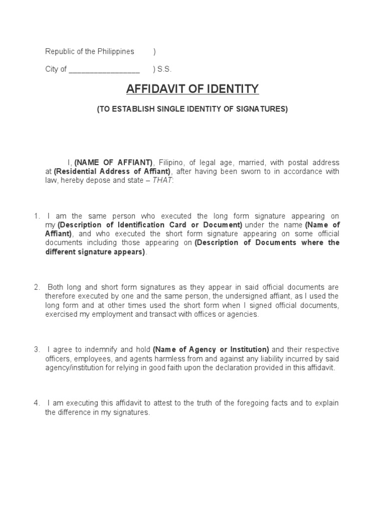 Affidavit of Identity | PDF