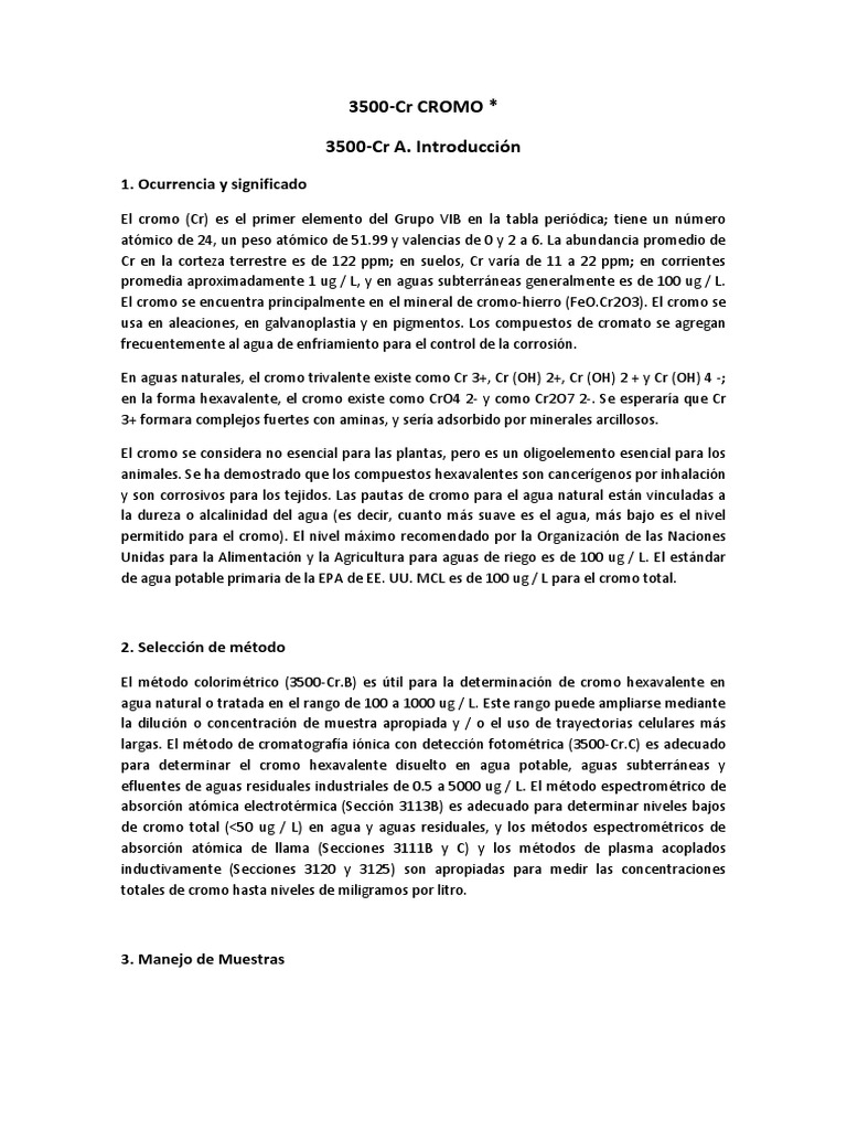 3500-Cr B. Método Colorimétrico | PDF | Cromo | Ph
