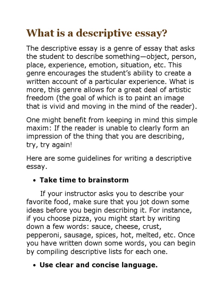 What Is A Descriptive Essay | PDF | Senses | Essays