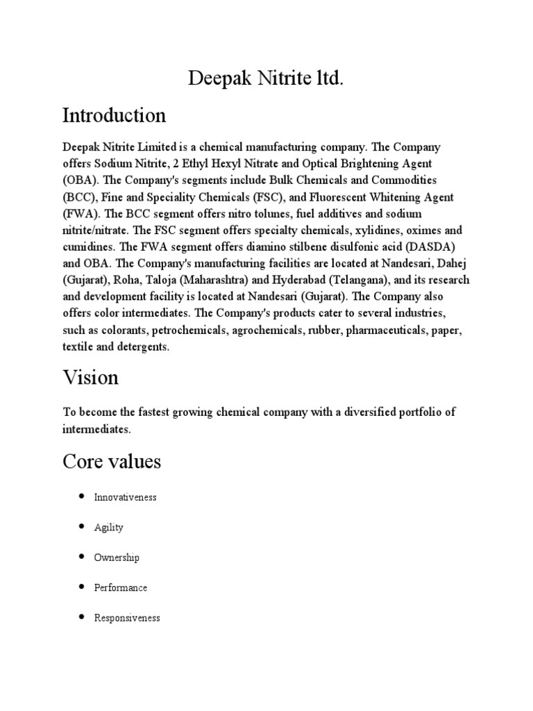 Deepak Nitrite | PDF | Chemical Industry | Dividend