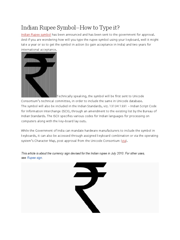 Indian Rupee Symbol | PDF | Text | Written Communication