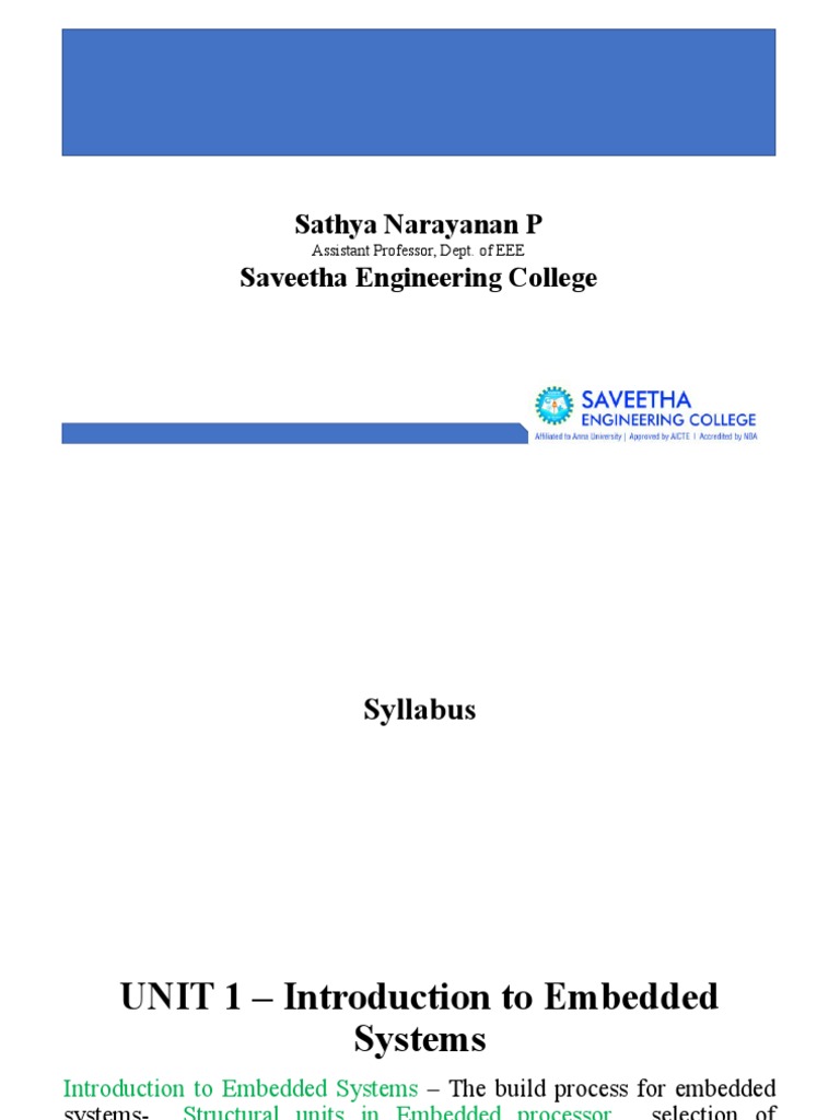 Sathya Narayanan P Saveetha Engineering College: Assistant Professor ...