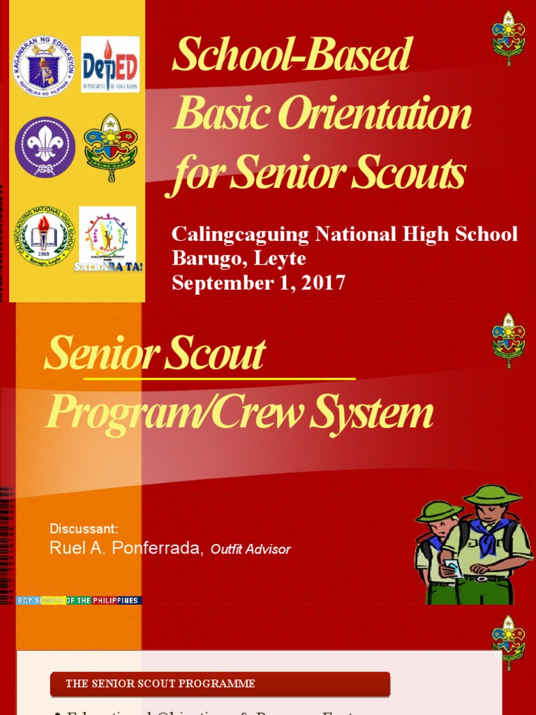 School-Based Basic Orientation For Senior Scouts: Calingcaguing ...