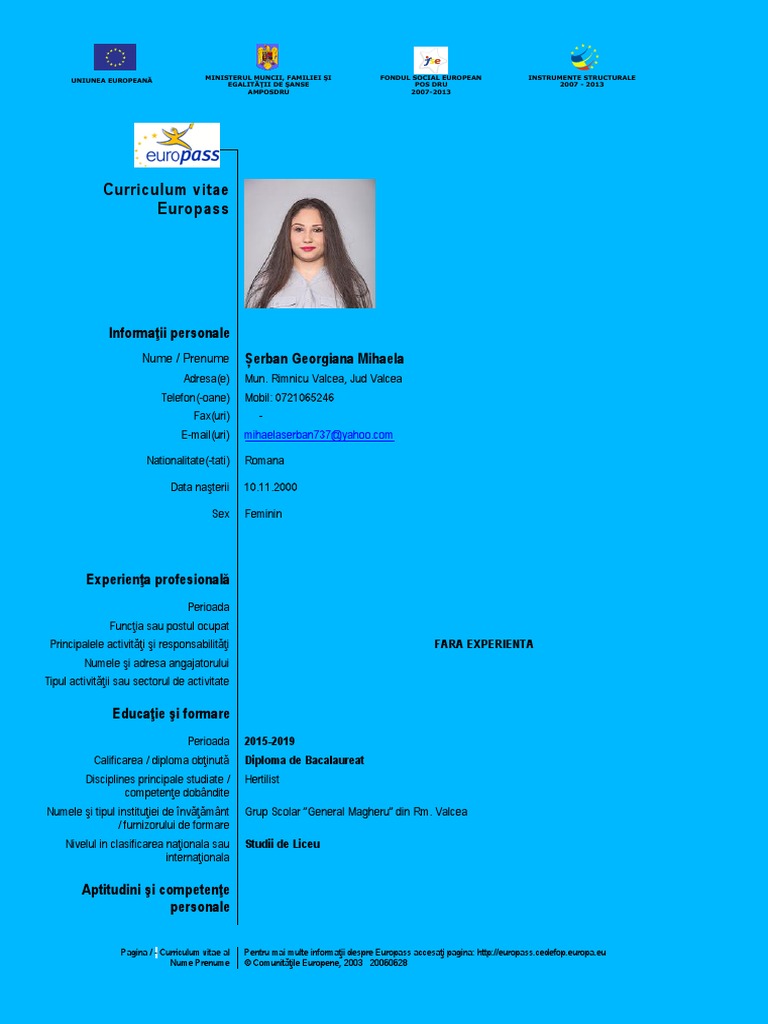 Serban Georgiana CV Europass | PDF