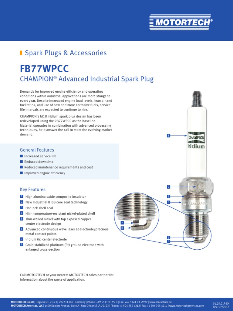 Motortech Salesflyer Champion Spark Plug Fb77wpcc 01.25.019 en 2018 07 ...