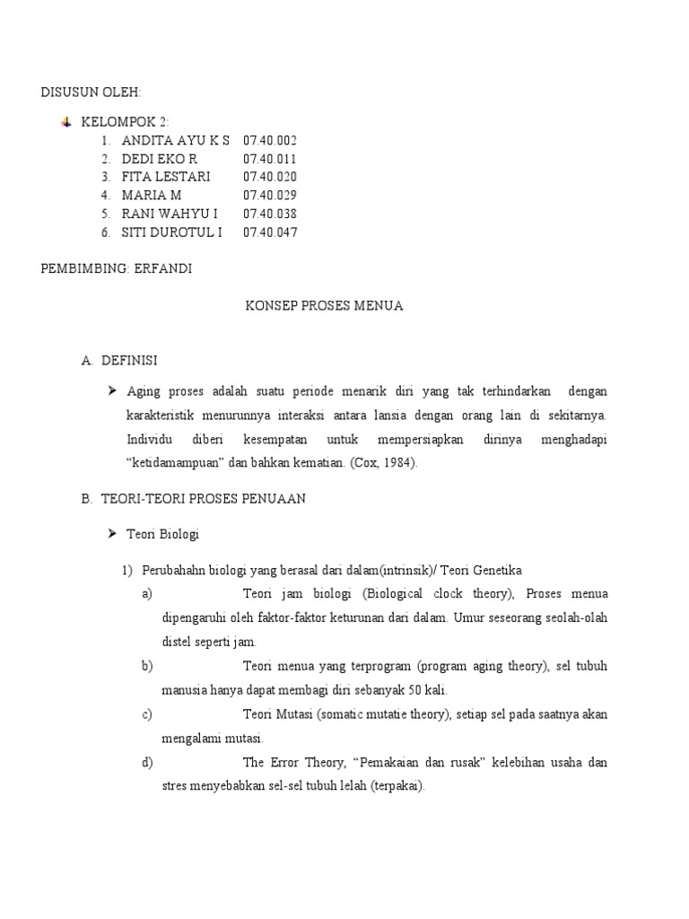 Konsep Proses Menua | PDF