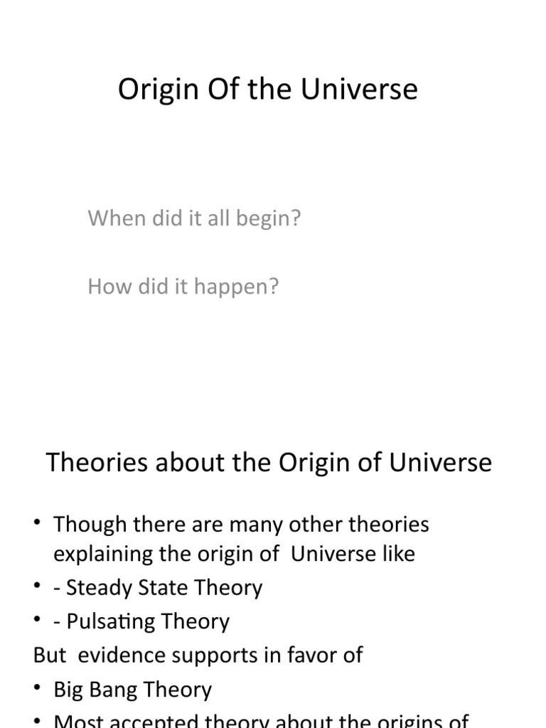 The Origins of Everything: A Comprehensive Explanation of the Leading ...