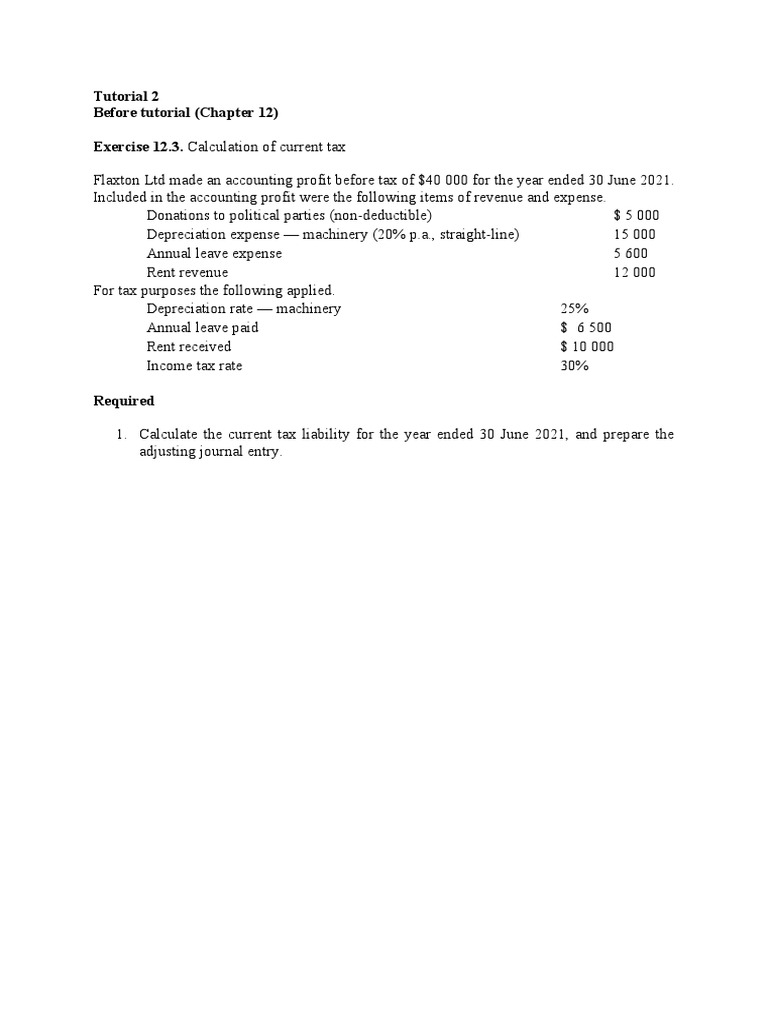 ACCY 200 - Tutorial 2 | PDF | Expense | Depreciation