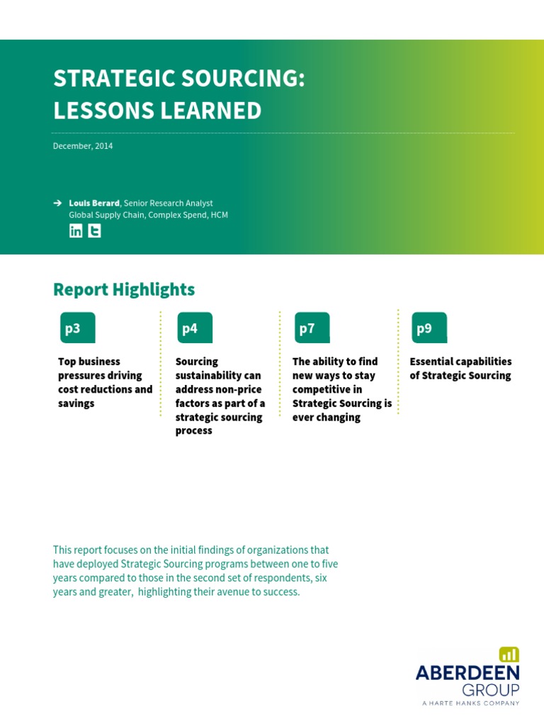 Strategic Sourcing: Lessons Learned: Report Highlights | PDF ...