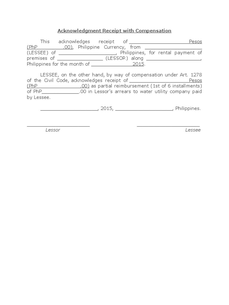 Acknowledgment Receipt With Compensation | PDF