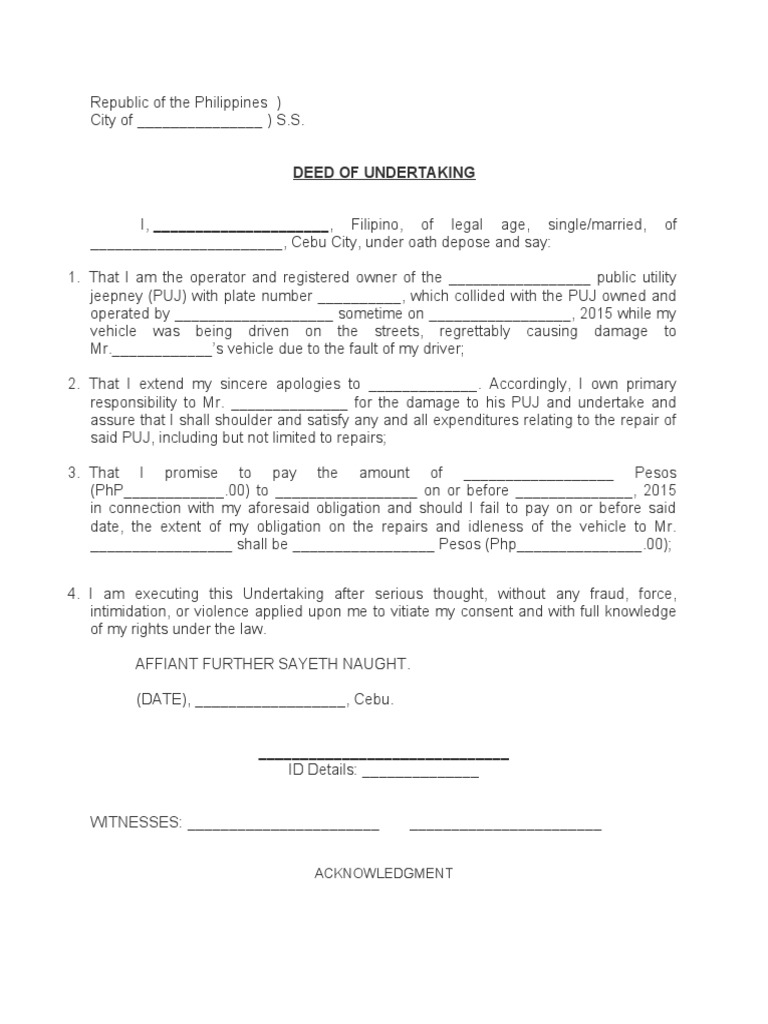 Deed of Undertaking | PDF