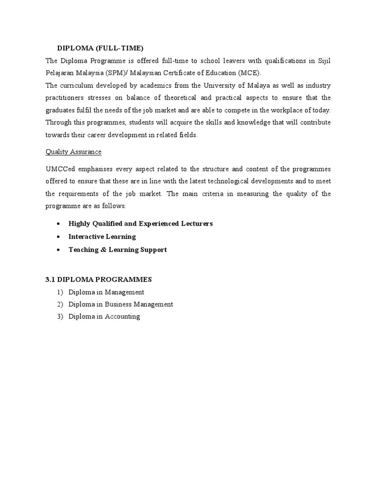 Diploma (Full-Time) | PDF | Accounting | Diploma