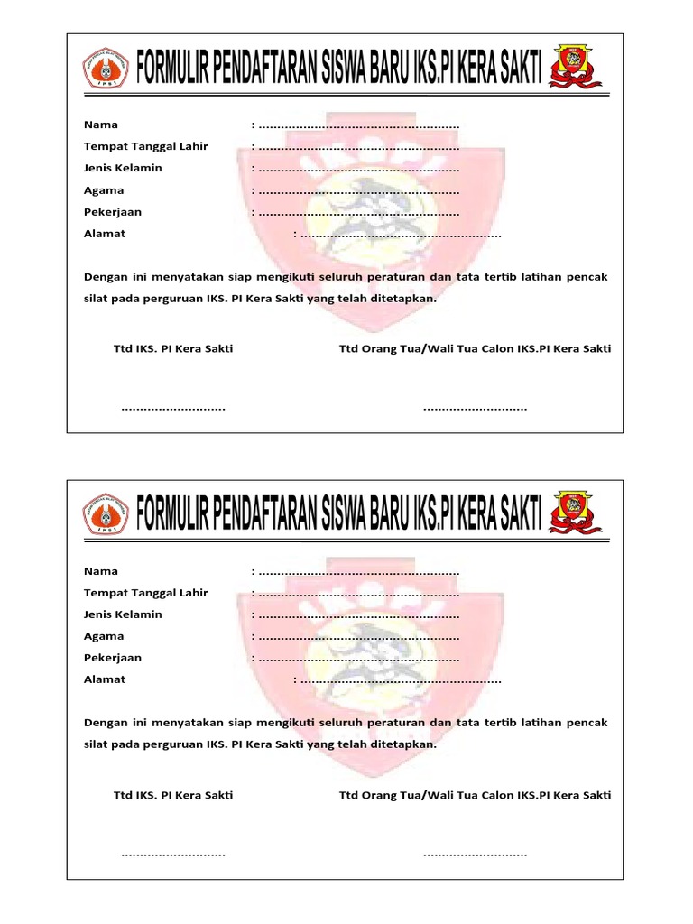 Formulir Pendaftaran Kera Sakti | PDF