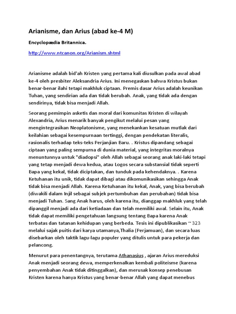 Arianisme dan Ajaran Arius | PDF | Filsafat