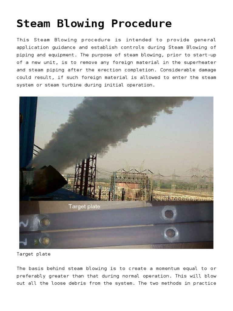 Steam Blowing Procedure: A Guideline for Removing Foreign Material from ...