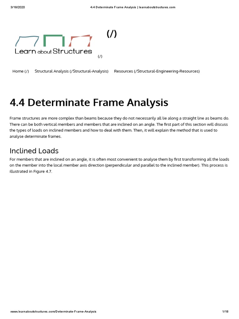 4.4 Determinate Frame Analysis | PDF | Beam (Structure) | Bending