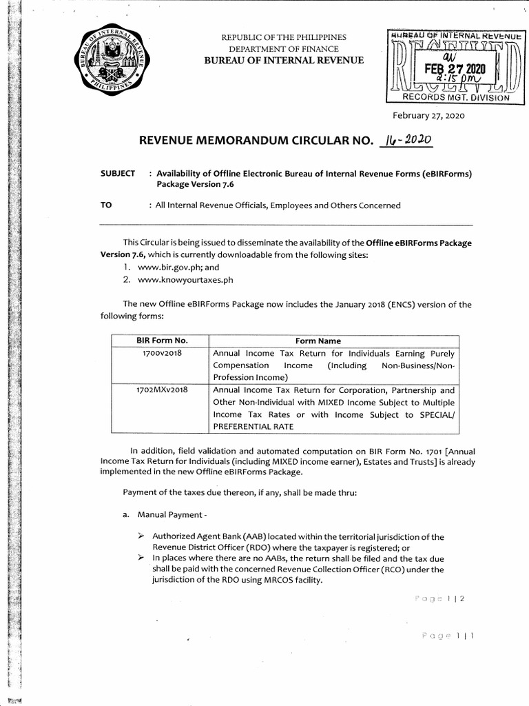 Offline eBIRForms Package Version 7.6 Available | PDF | Income Tax | Taxes