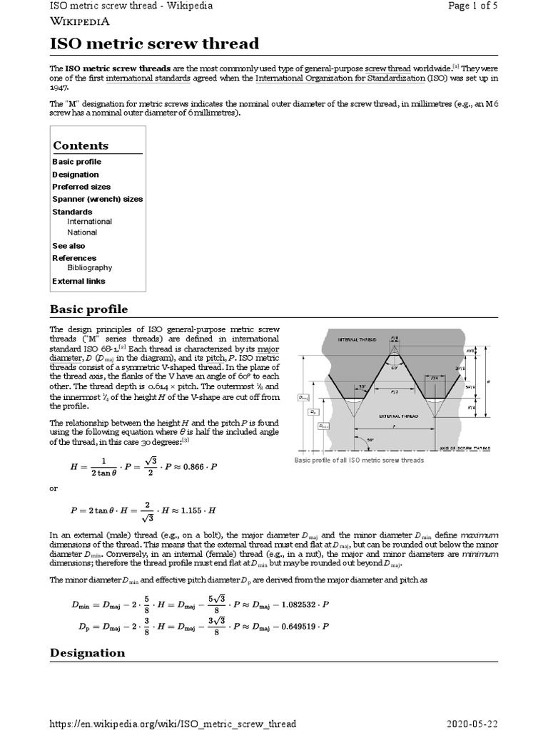 ISO Metric Thread | PDF | Metalworking | Mechanical Engineering