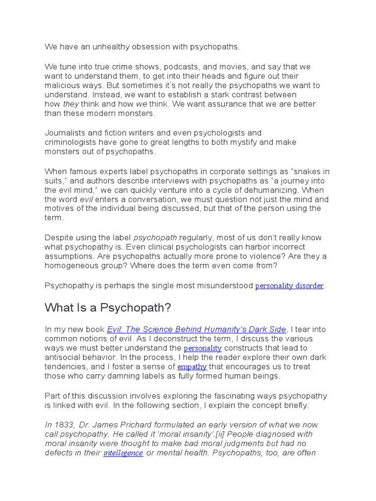 What Is A Psychopath?: Evil: The Science Behind Humanity's Dark Side | PDF | Psychopathy ...