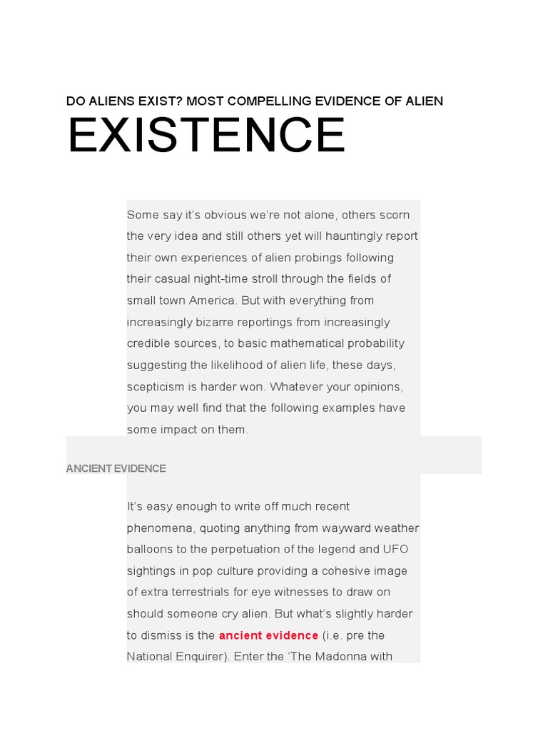Existence: Do Aliens Exist? Most Compelling Evidence of Alien ...