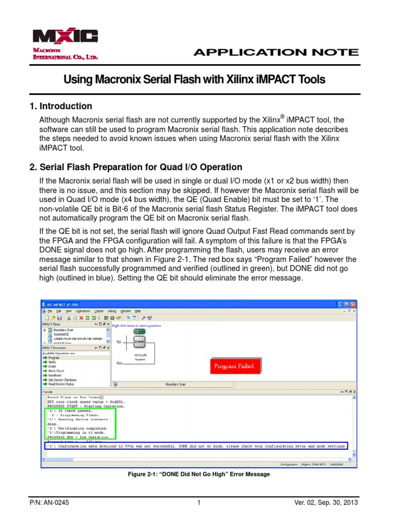 AN0245V2 - Using Macronix Serial Flash With Xilinx iMPACT Tools | PDF ...