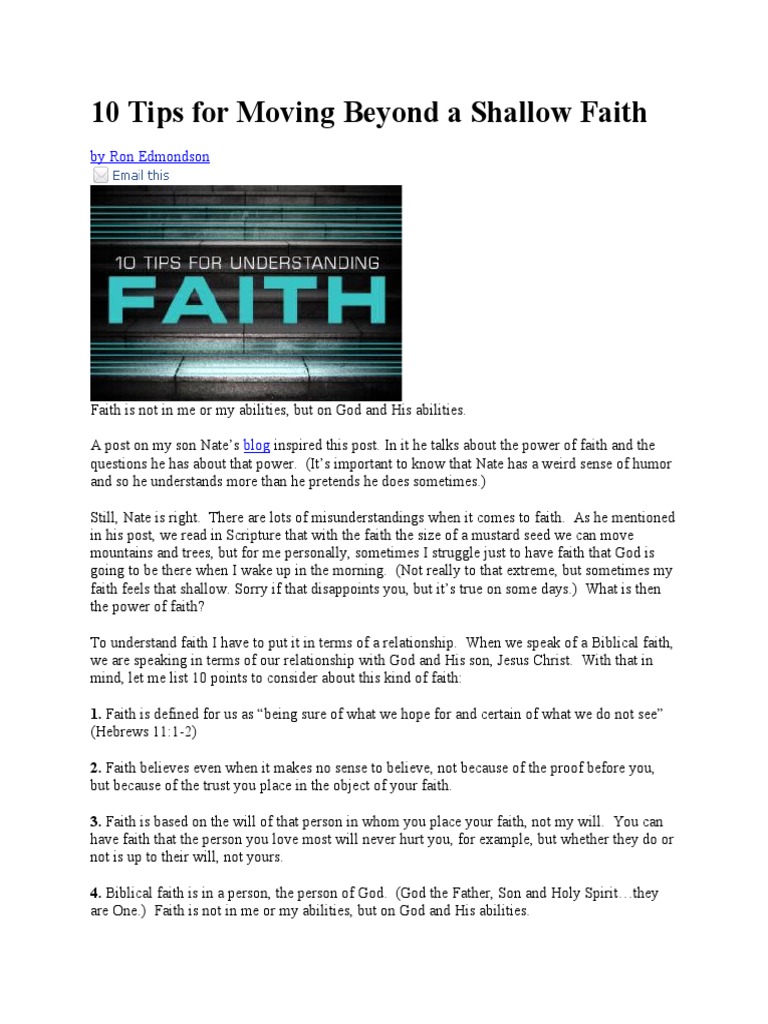 10 Tips For Moving Beyond A Shallow Faith | PDF | Faith | Lord's Prayer