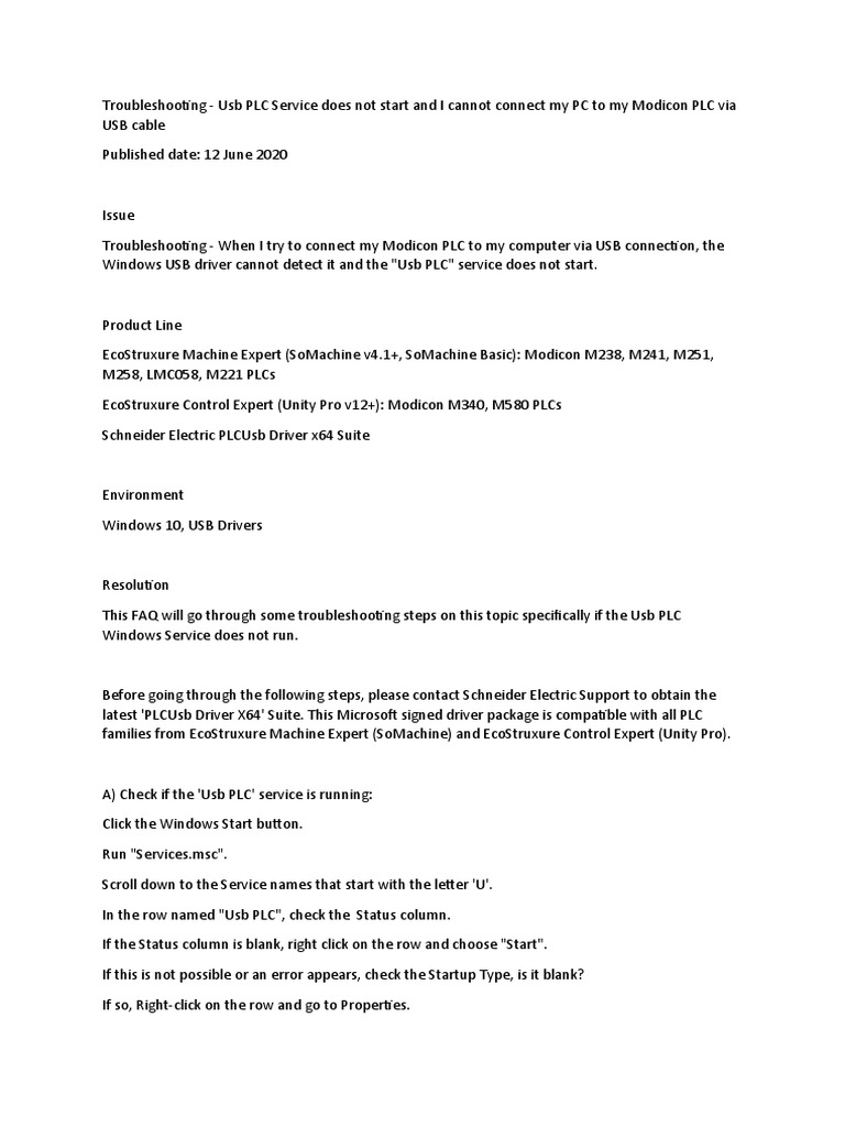 Troubleshooting Usb Pdf Programmable Logic Controller Utility