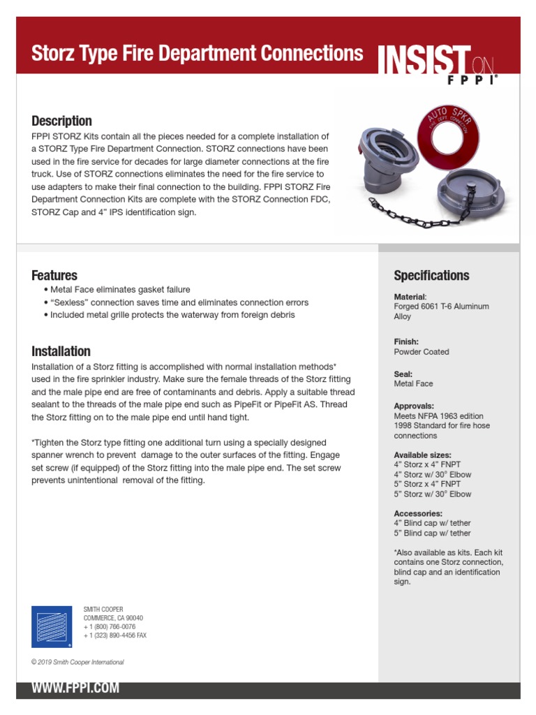 Storz Type Fire Dept Connections-2019b | PDF | Pipe (Fluid Conveyance ...
