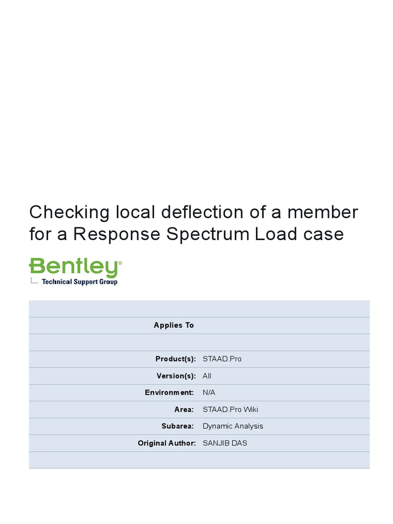 Checking Local Deflection of A Member For A Response Spectrum Load Case | PDF | Mechanical ...