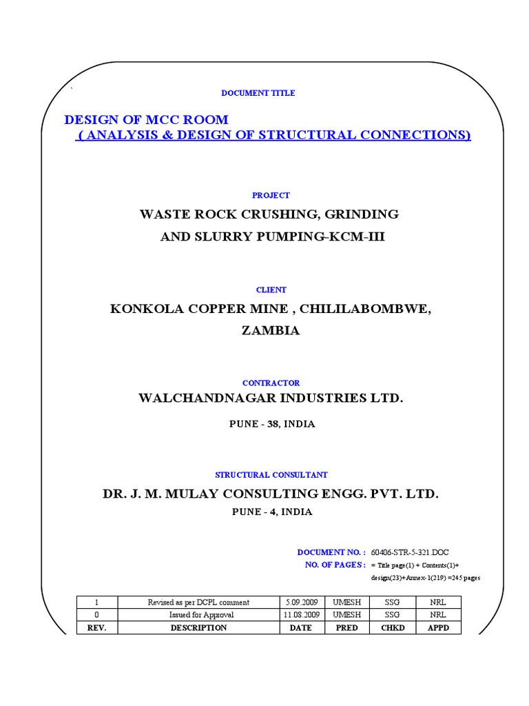 Design of MCC Room (Analysis & Design of Structural Connections) | PDF ...