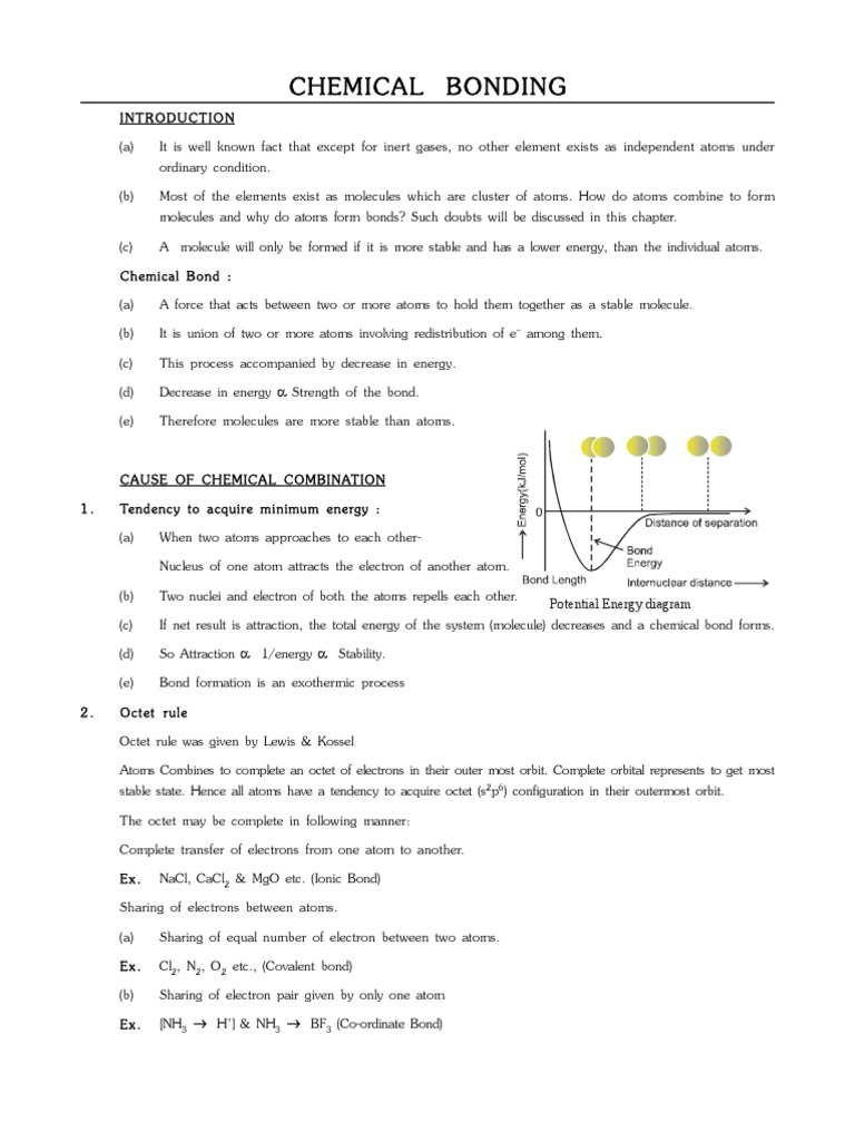 Chemical Bonding: Potential Energy Diagram | Download Free PDF ...