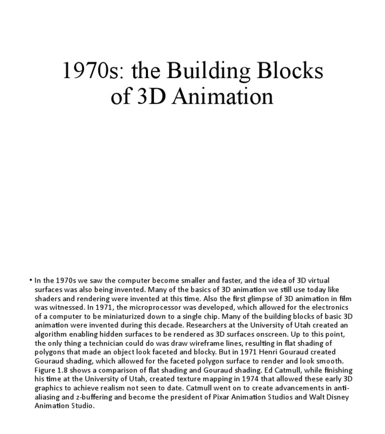 1970s: The Building Blocks of 3D Animation | PDF