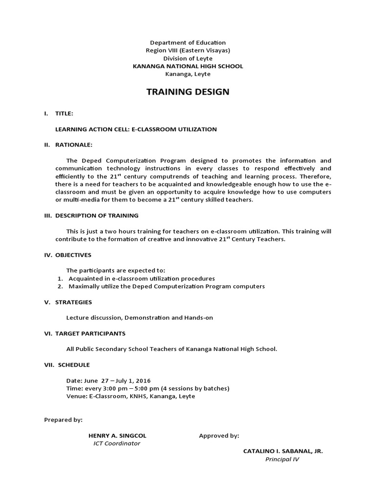 Training Design | PDF | Multimedia | Educational Technology