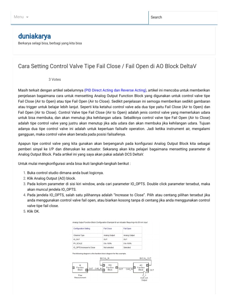 Setting Control Valve Fail Close/Open | PDF
