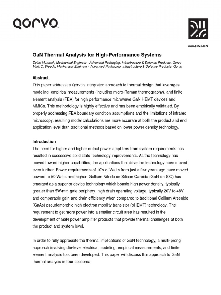 GaN Thermal Analysis for High-Performance Systems | PDF | Infrared ...