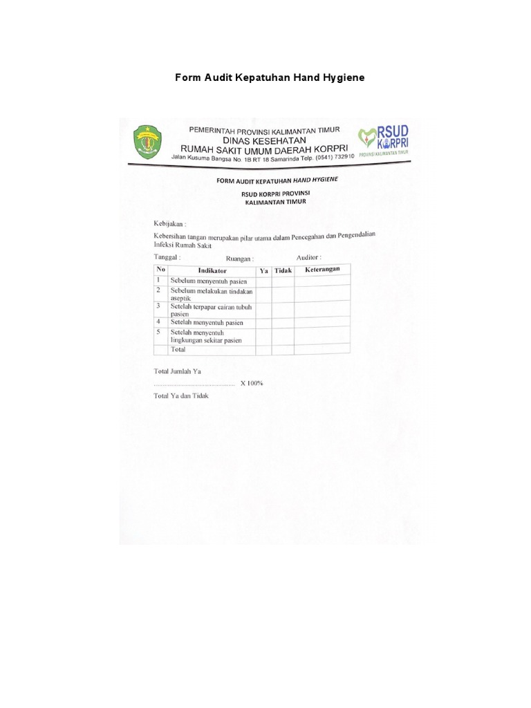 Bukti Laporan Audit Pelaksanaan Hand Hygiene | PDF